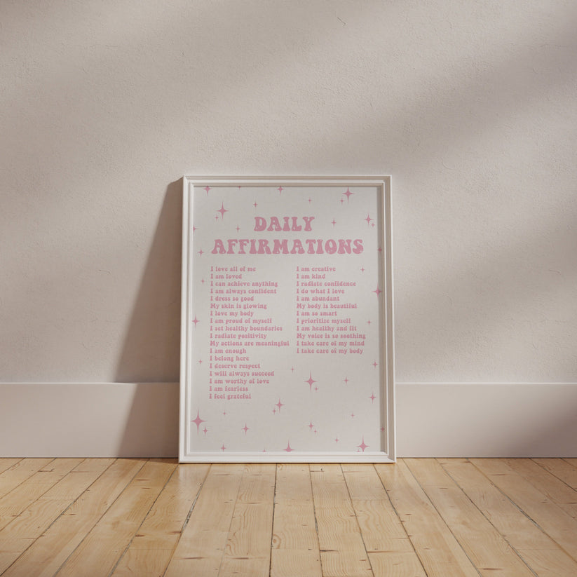 Daily Affirmations Pink Wall Art – Pink Vanilla Design