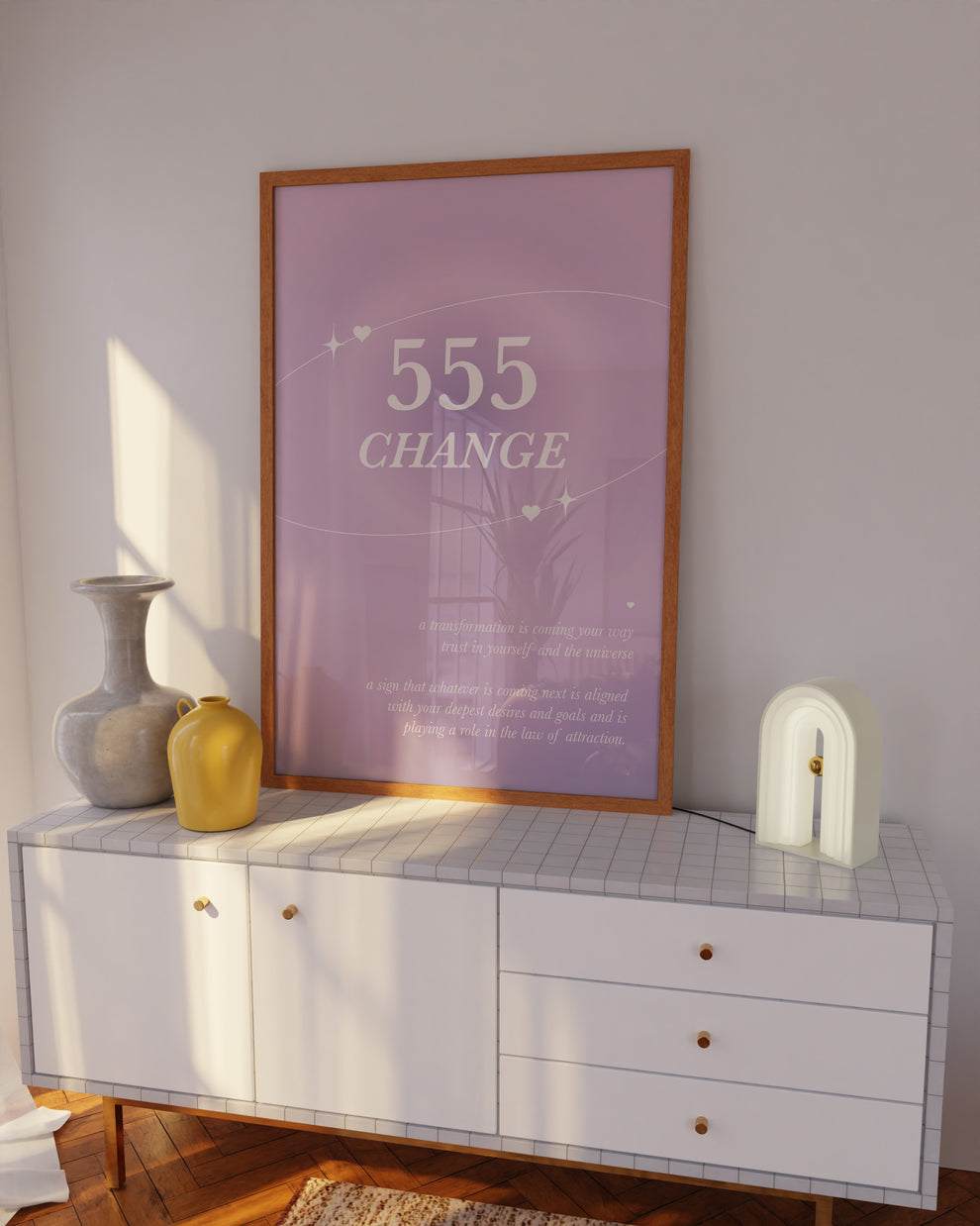 Angel Number 555 Purple Wall Art – Pink Vanilla Design