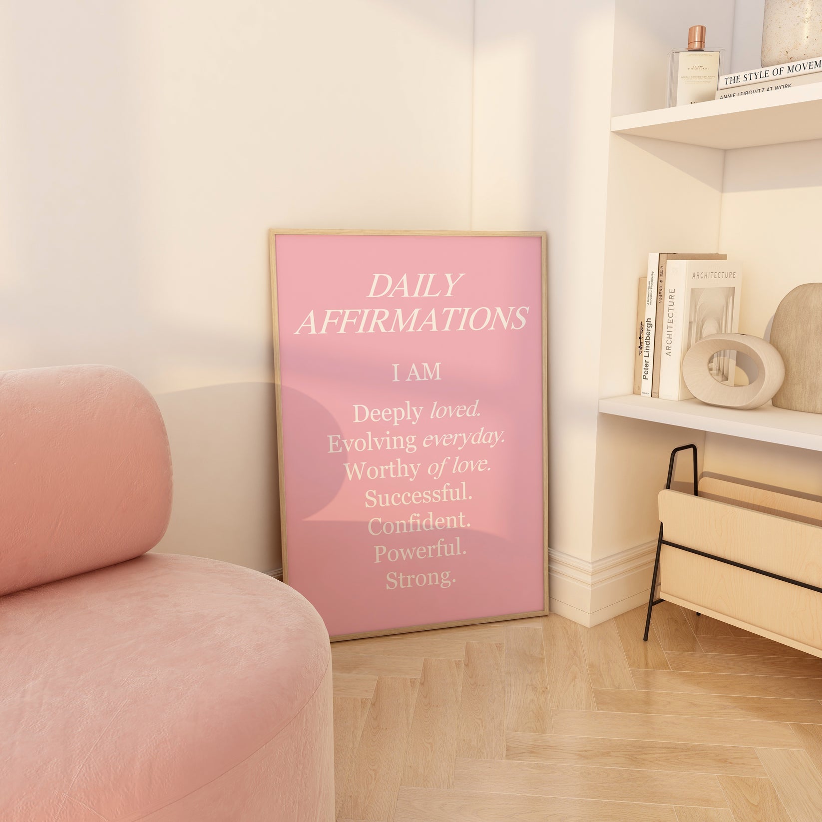 I Am Daily Affirmations Wall Art – Pink Vanilla Design